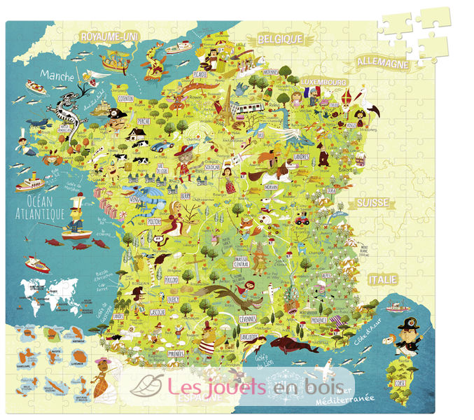 Puzzle map of France, a wooden puzzle Vilac 2726