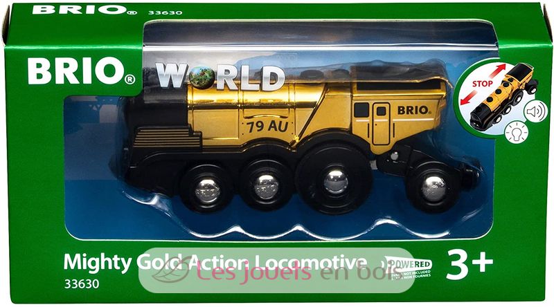 BRIO, gold locomotive 33630. Discover the Brio railway sets